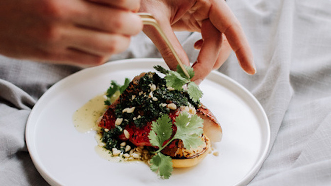 Broiled Red Snapper with Za’atar Salsa Verde from Peake catering