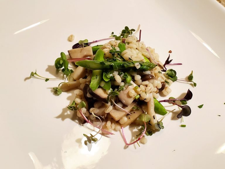 Recipe for Vegan Mushroom Barley Risotto from Chef Sandy Le